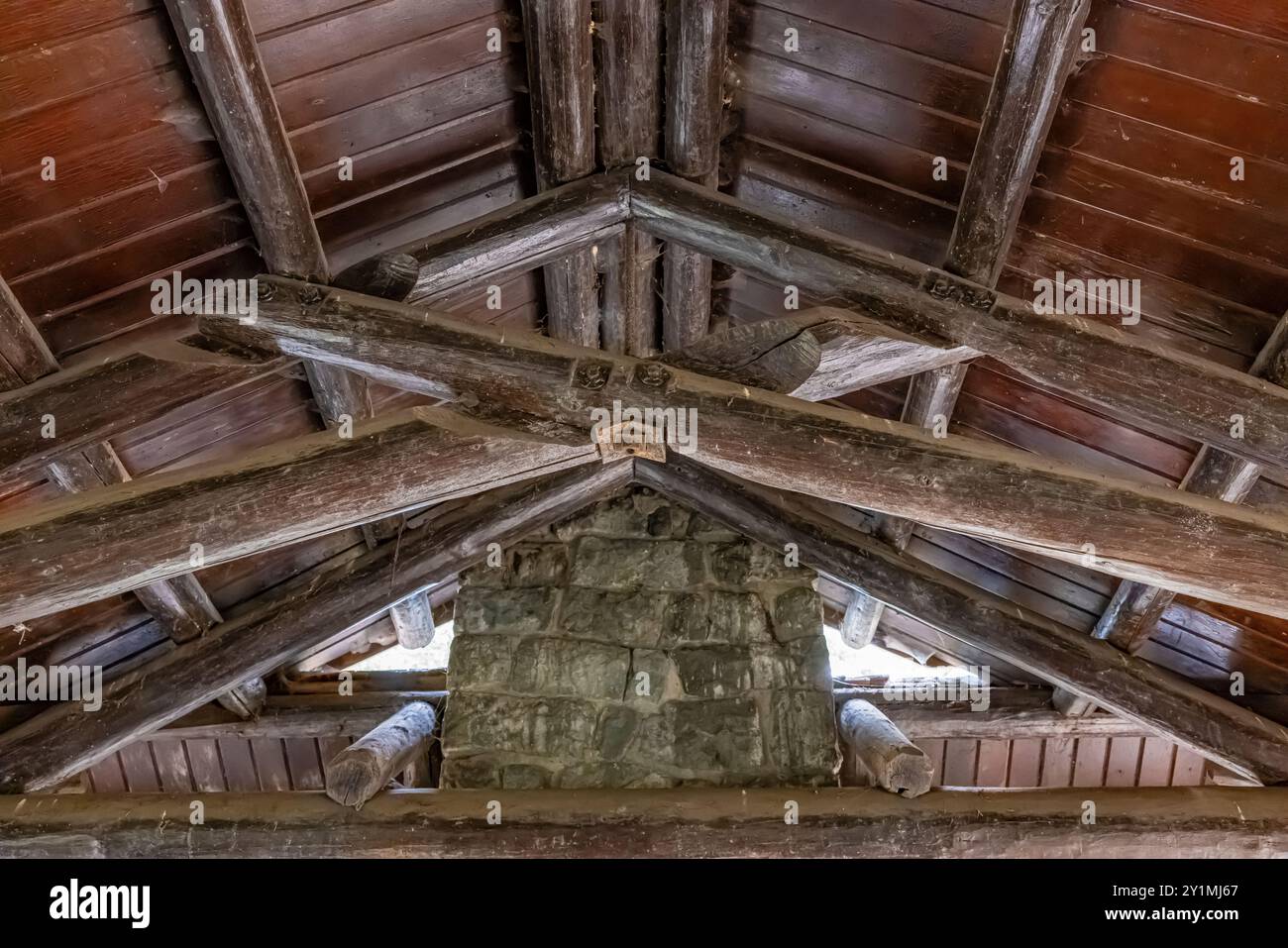 Rustic park picnic pavilion built by the Civilian Conservation Corps in ...