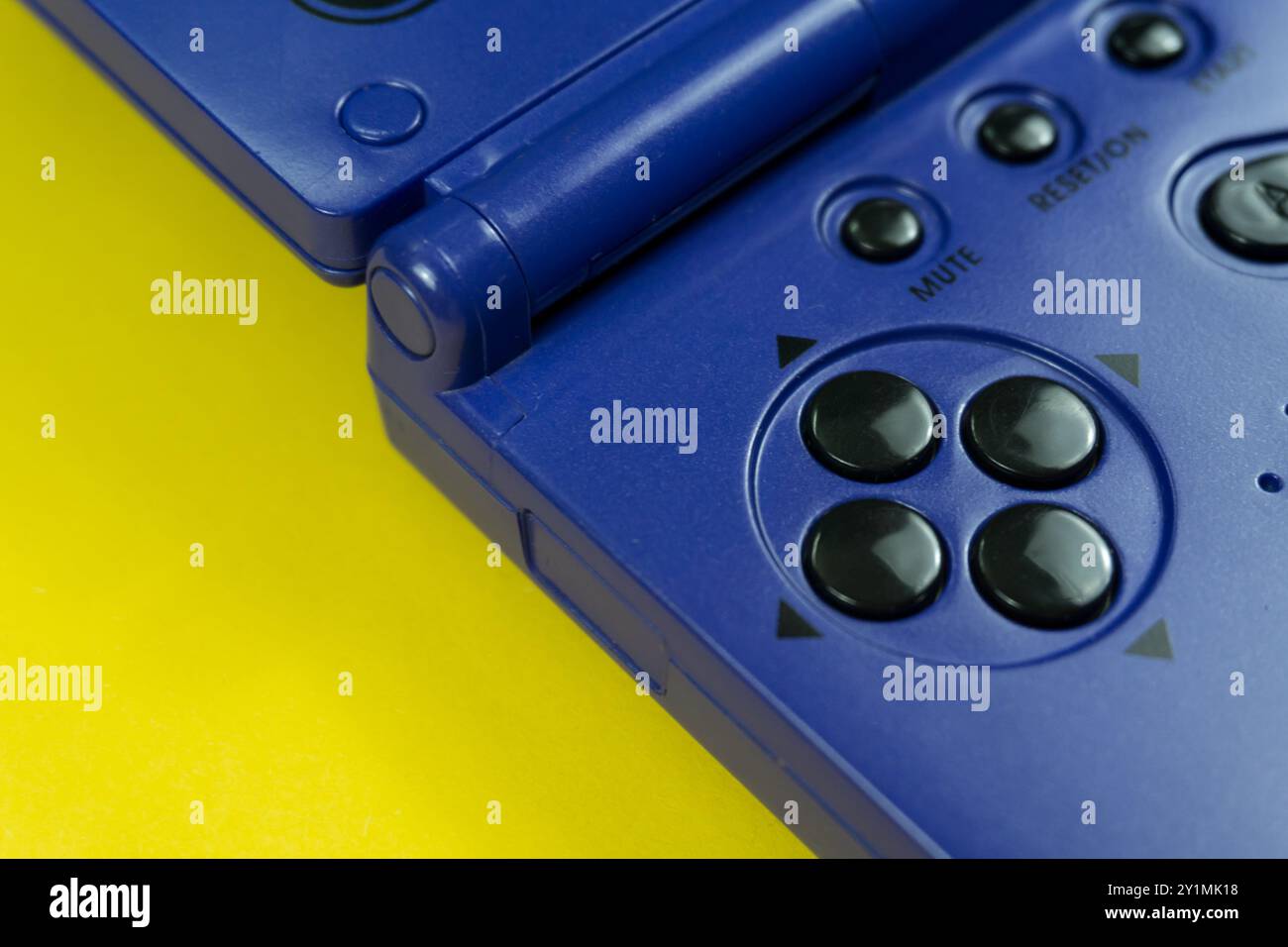 Retro handheld gaming console Gameboy with directional buttons against ...