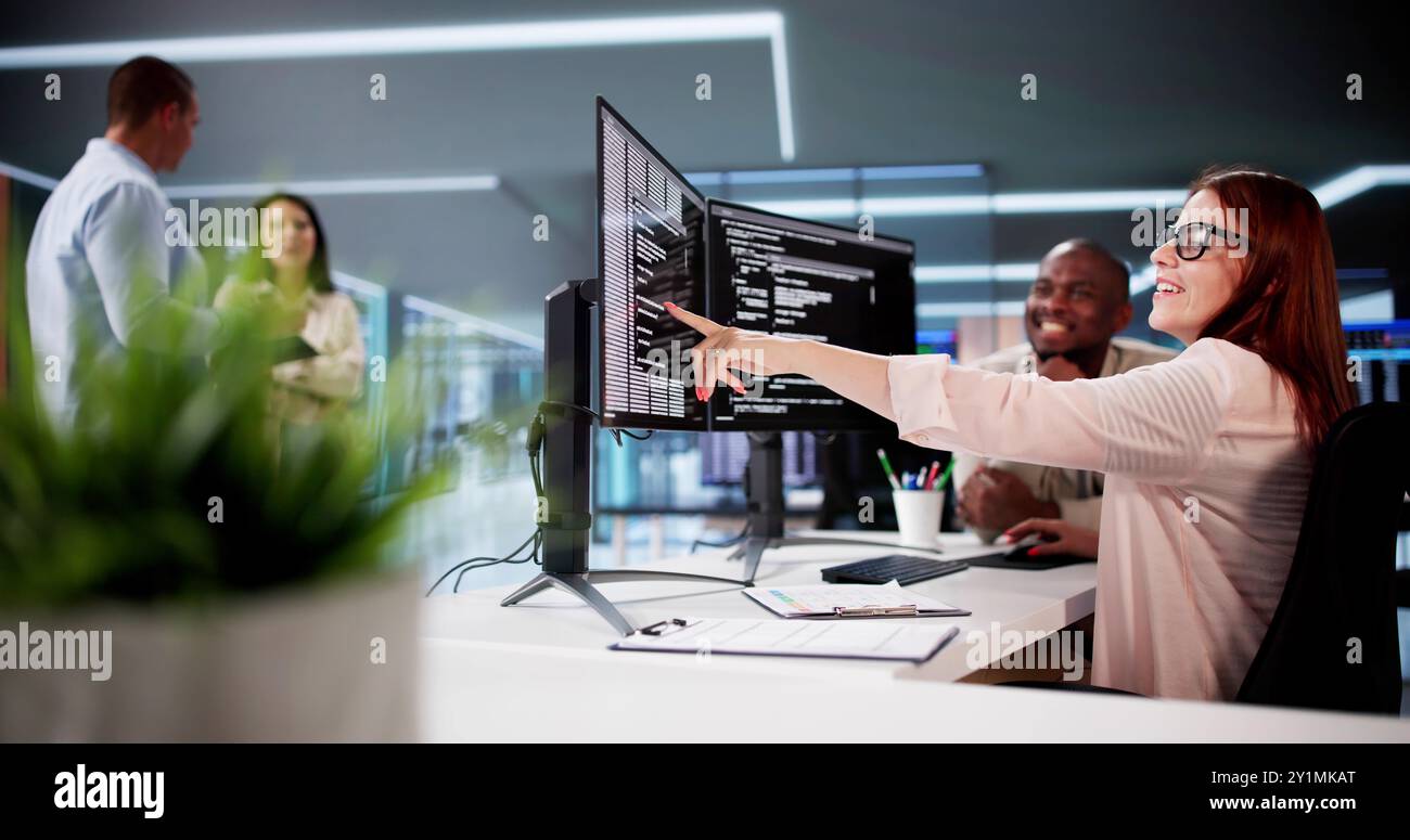 African American Programmer Woman Coding On Computer Stock Photo - Alamy