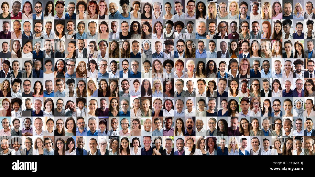 Multicultural Faces Photo Collage. Portrait And Avatar Headshots Stock ...