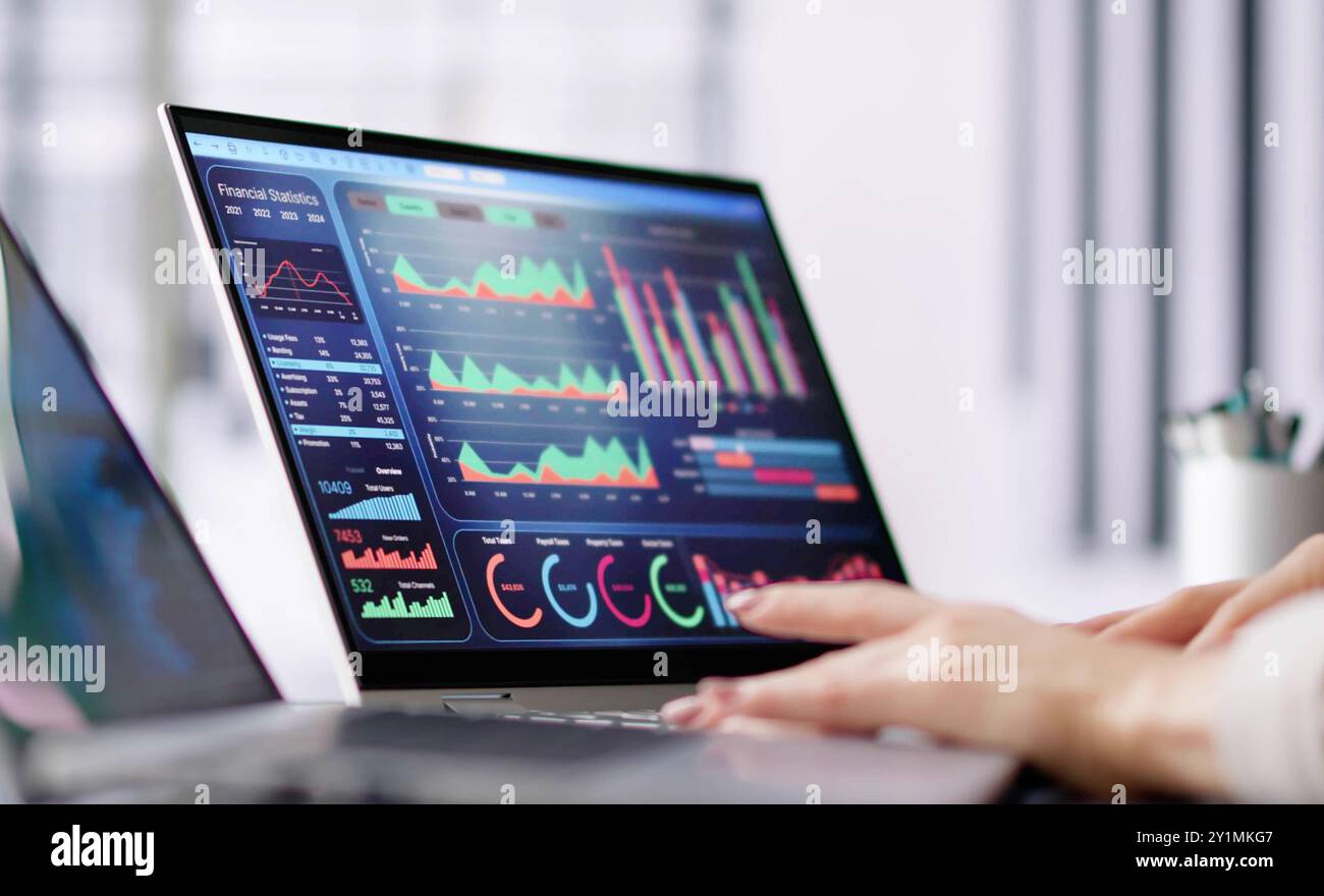 Data Analyst Using Data Analytics KPI Dashboard Stock Photo - Alamy