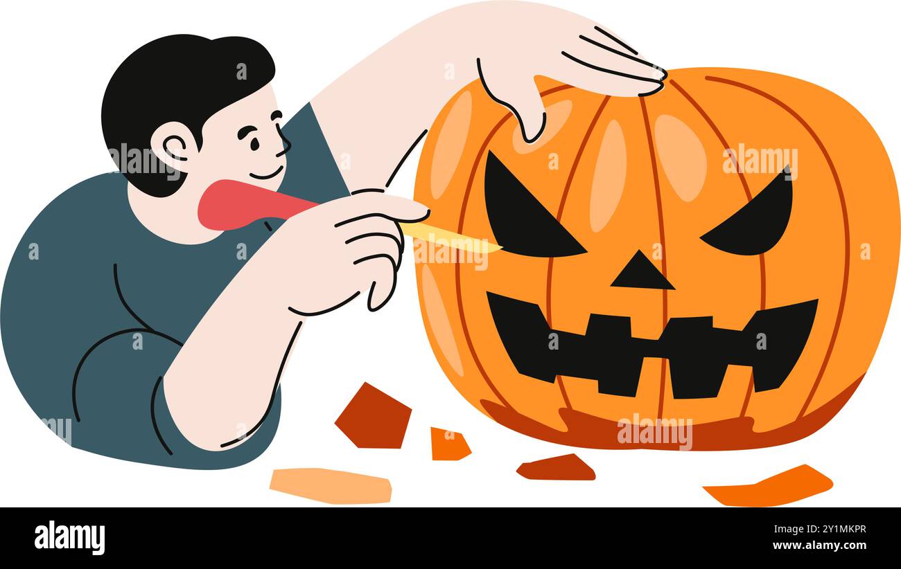 Pumpkin carving october Stock Vector Images - Alamy