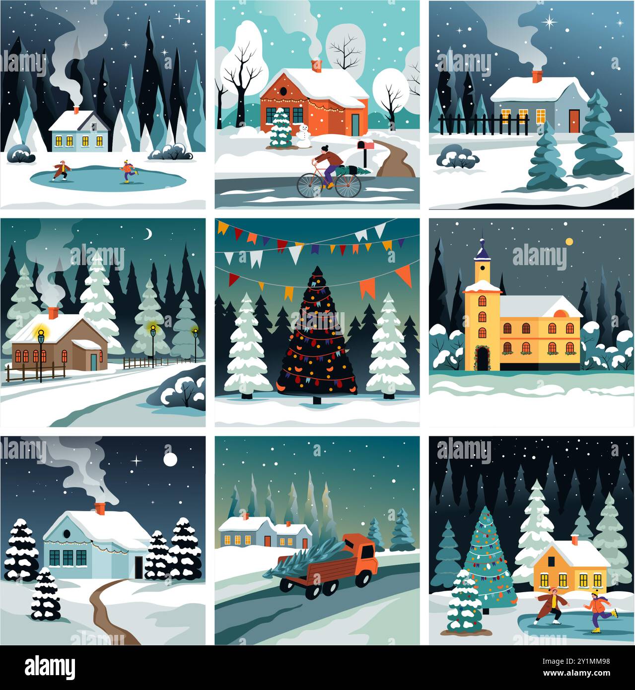 Village festive tree Stock Vector Images - Alamy