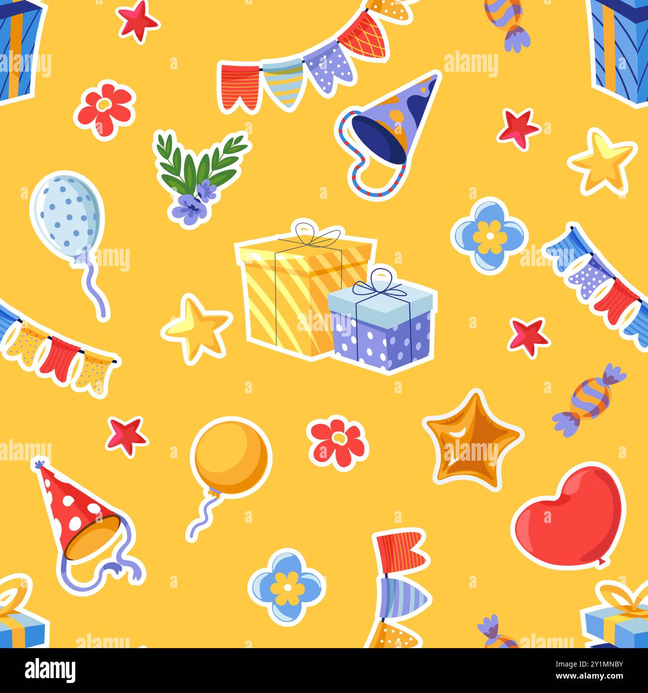 Yellow party hat stars Stock Vector Images - Alamy