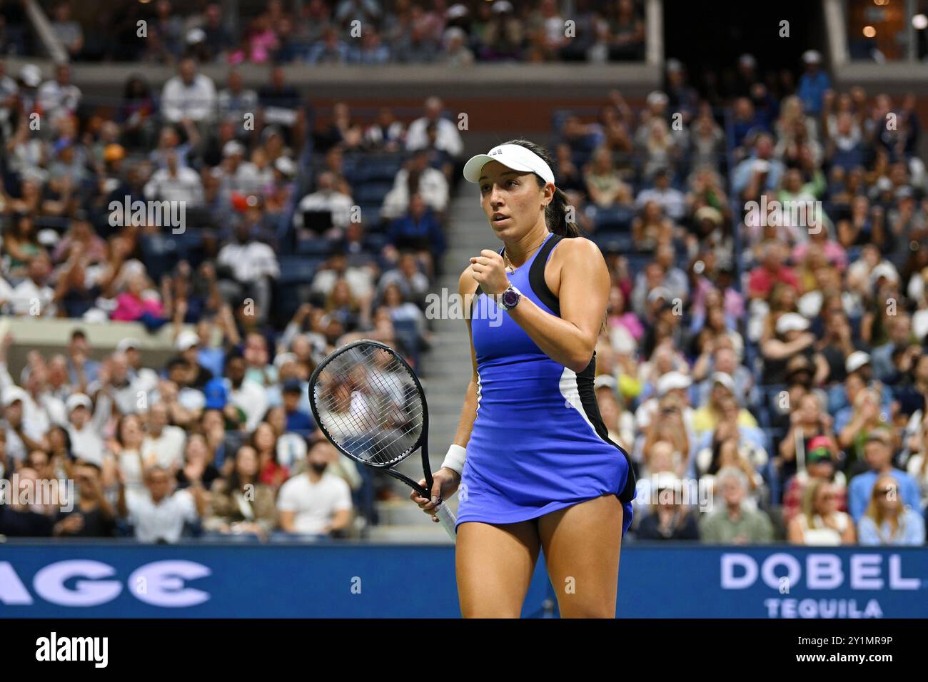 New York, USA. 7th Sep, 2024. Jessica Pegula reacts during the women's ...