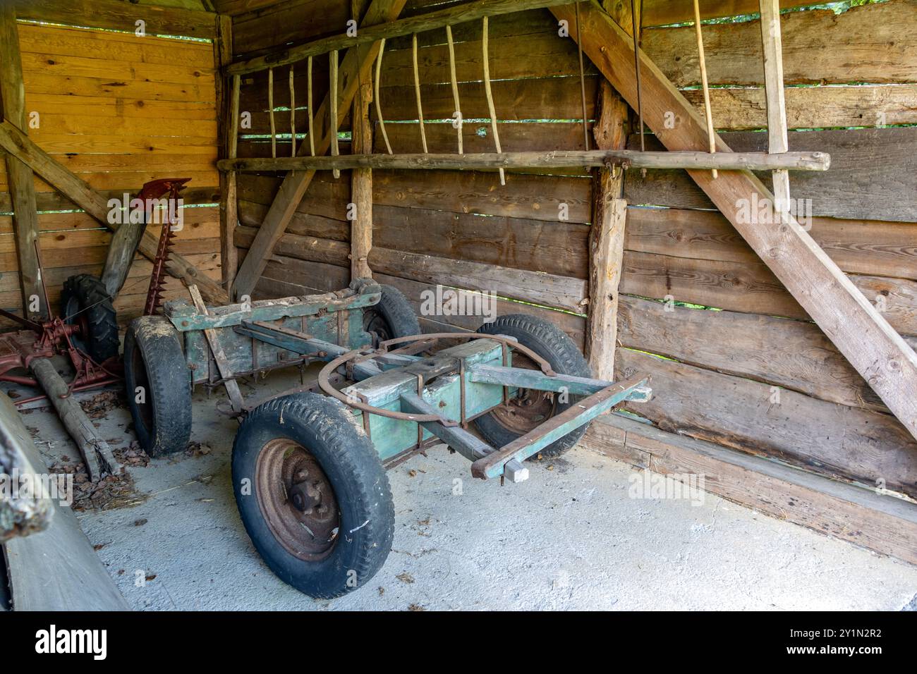 Wooden chassis in the old barn Stock Photo - Alamy
