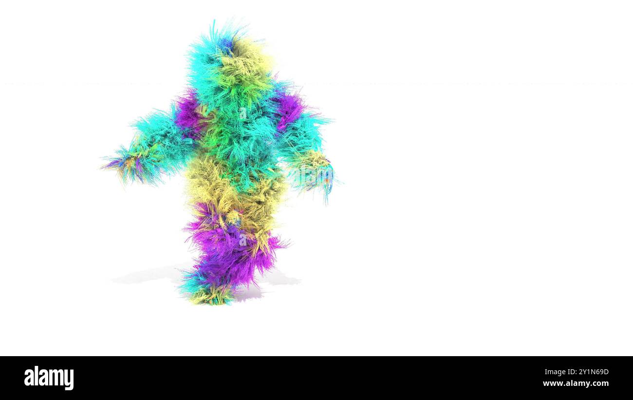 3D fluffy hair dancer dancing on white bg 3d render Stock Photo - Alamy