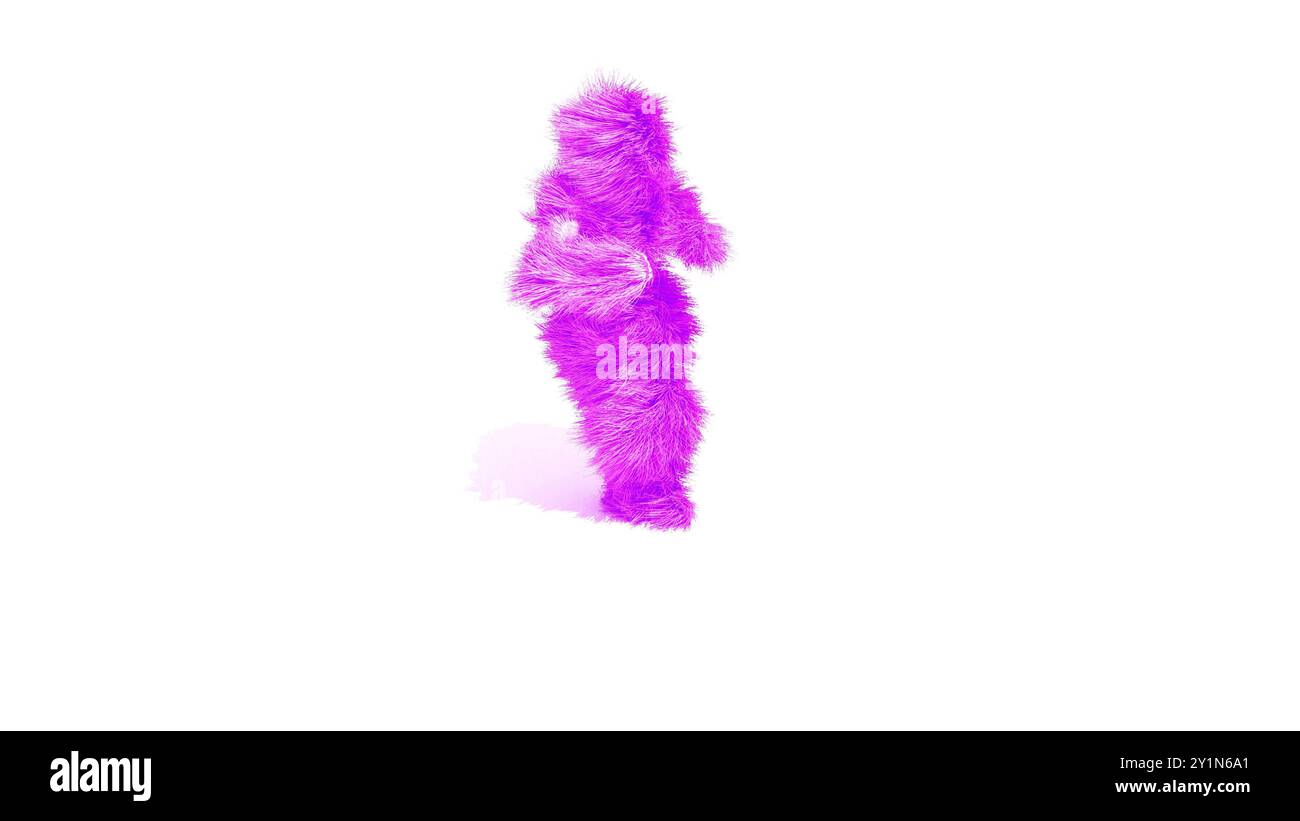 Funny furry cartoon character dancing change color 3d render Stock ...