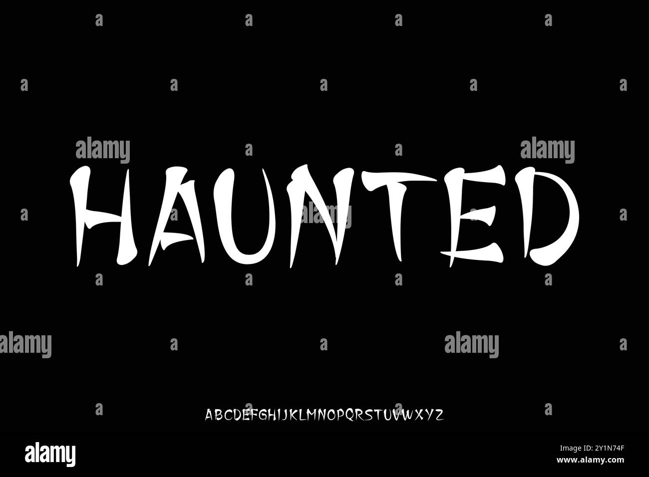 Unique decorative haunted handwriting alphabet display font vector ...