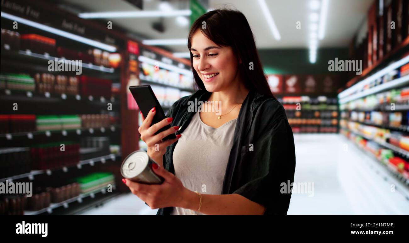 Customer Scanning Product Using Phone At Store Or Supermarket Stock ...
