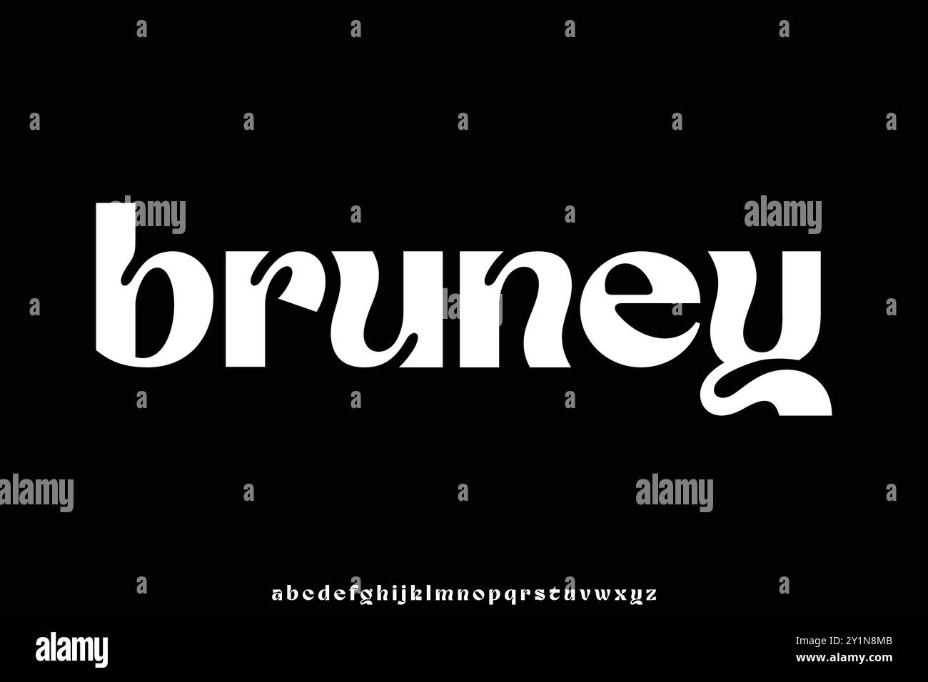 Modern trendy alphabet display font vector notched style illustration ...