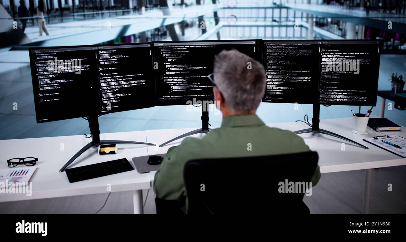 Software Programmer Or Coder Man Using Office Computer Stock Photo - Alamy Software Programmer Or Coder Man Using Office Computer Stock Photo - Alamy