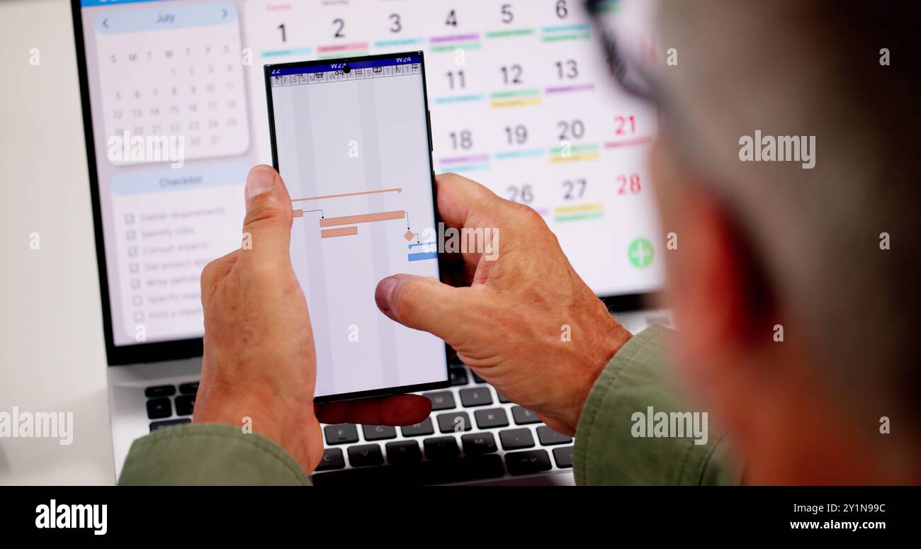 Gantt Employee Time Sheet Chart And Business Schedule Stock Photo - Alamy