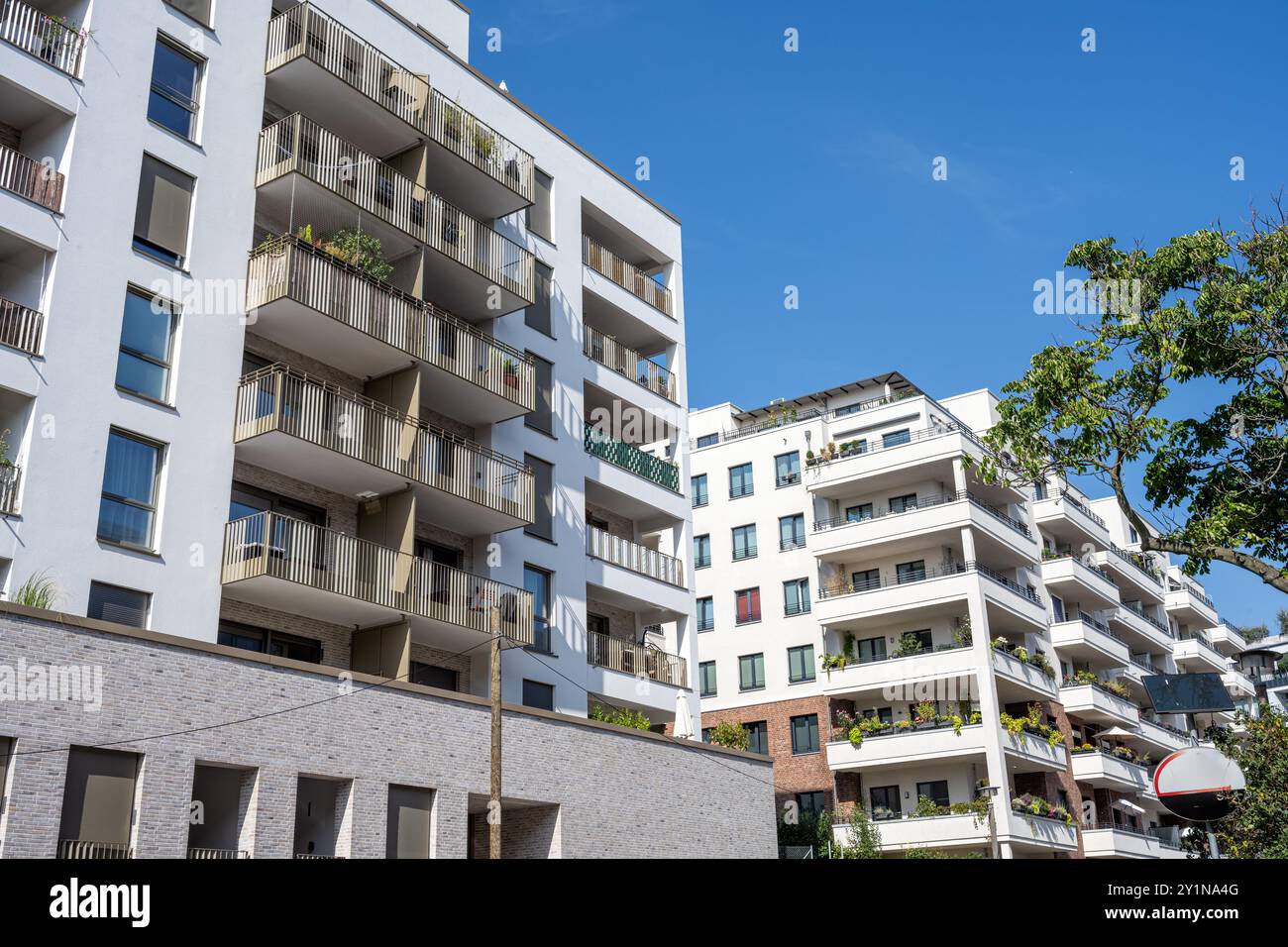Modern housing blocks with apartments seen in Berlin, Germany Stock ...