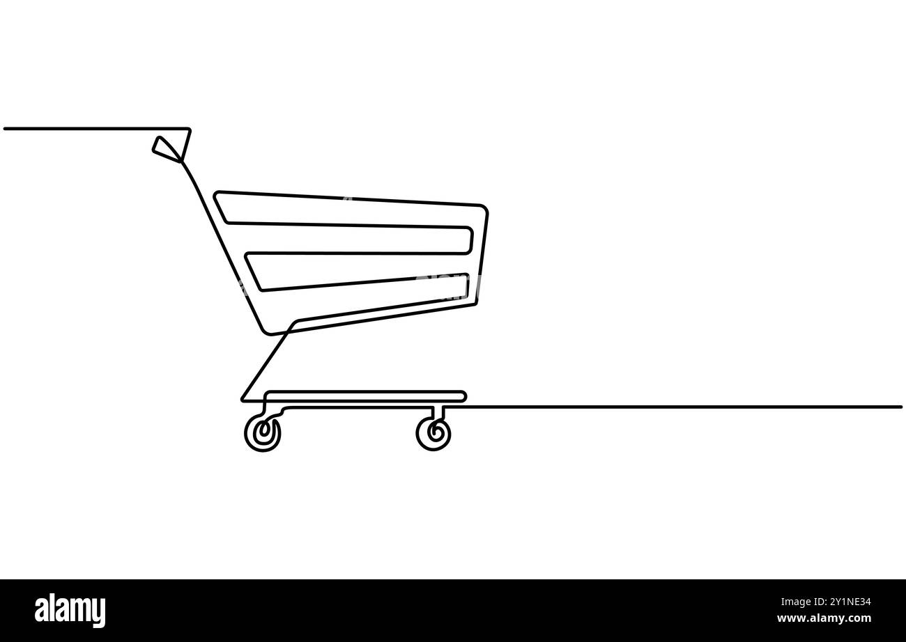 continuous one art line drawing Shopping cart . Online shopping in ...