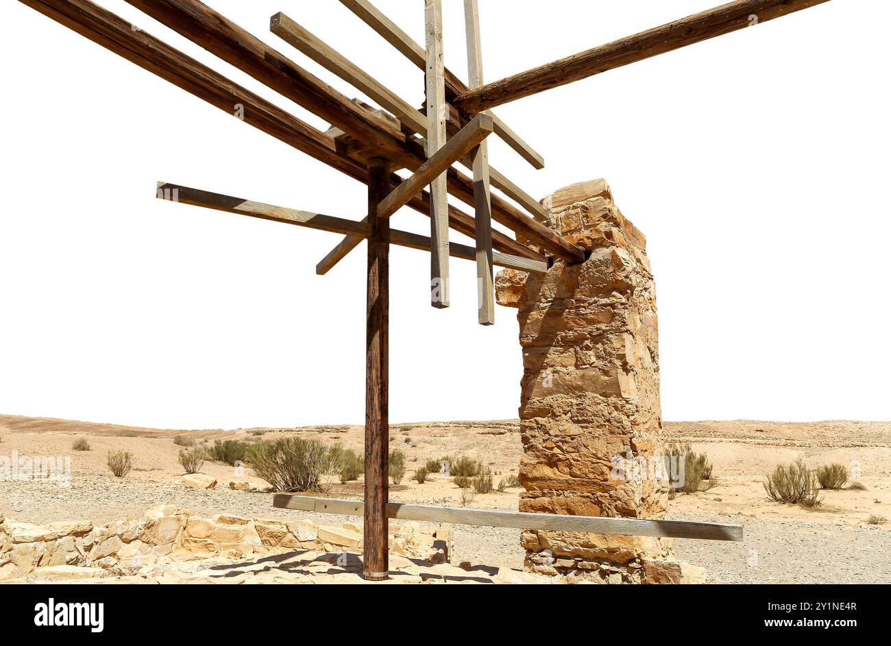 Quseir (Qasr) Amra desert castle (on white background) near Amman ...