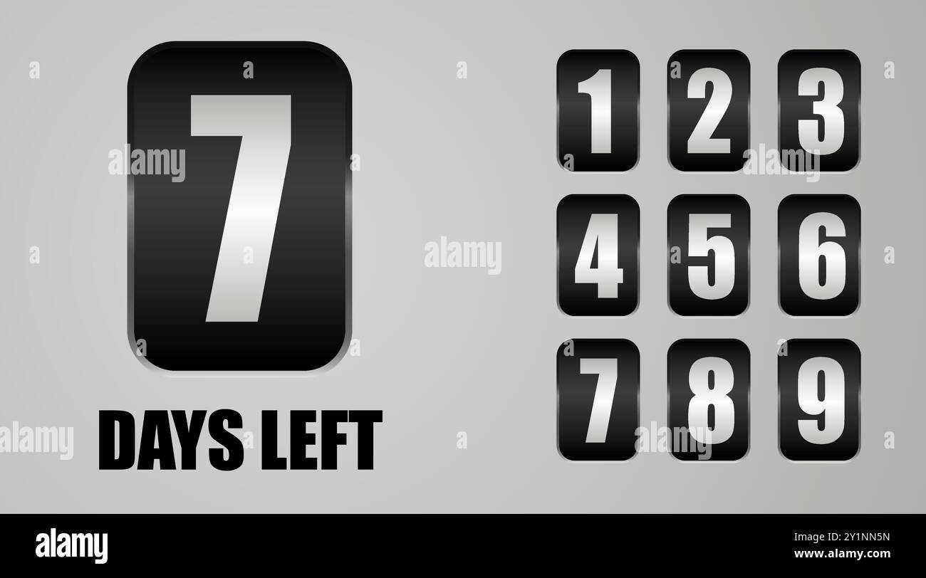 Days to go. Countdown discounts and sale time. Days left sign, label. Vector illustration Stock ...