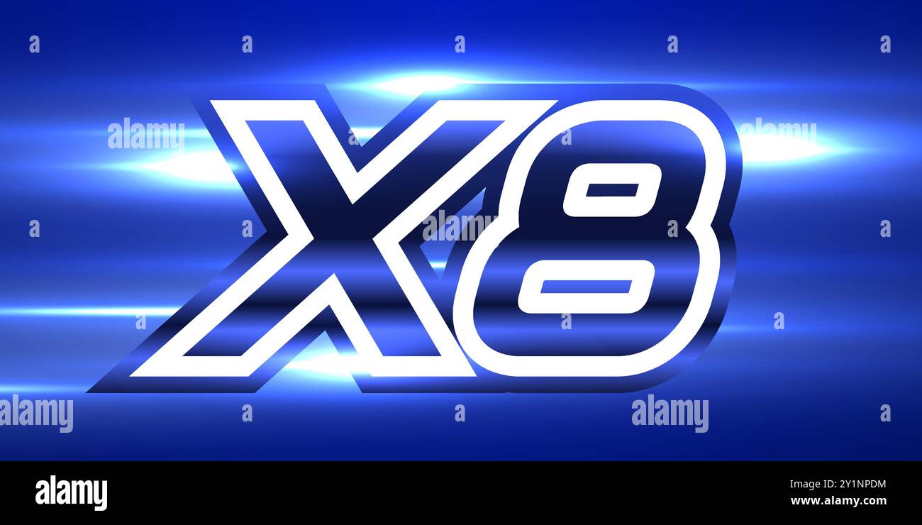 8x winner banner, promotion flyer, prize label. Speed lights. Vector illustration Stock Vector ...