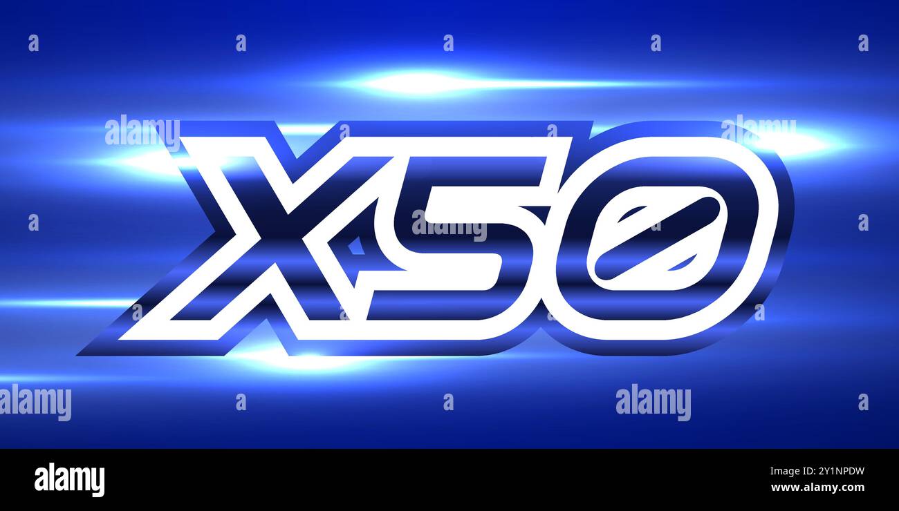 50x winner banner, promotion flyer, prize label. Speed lights. Vector ...