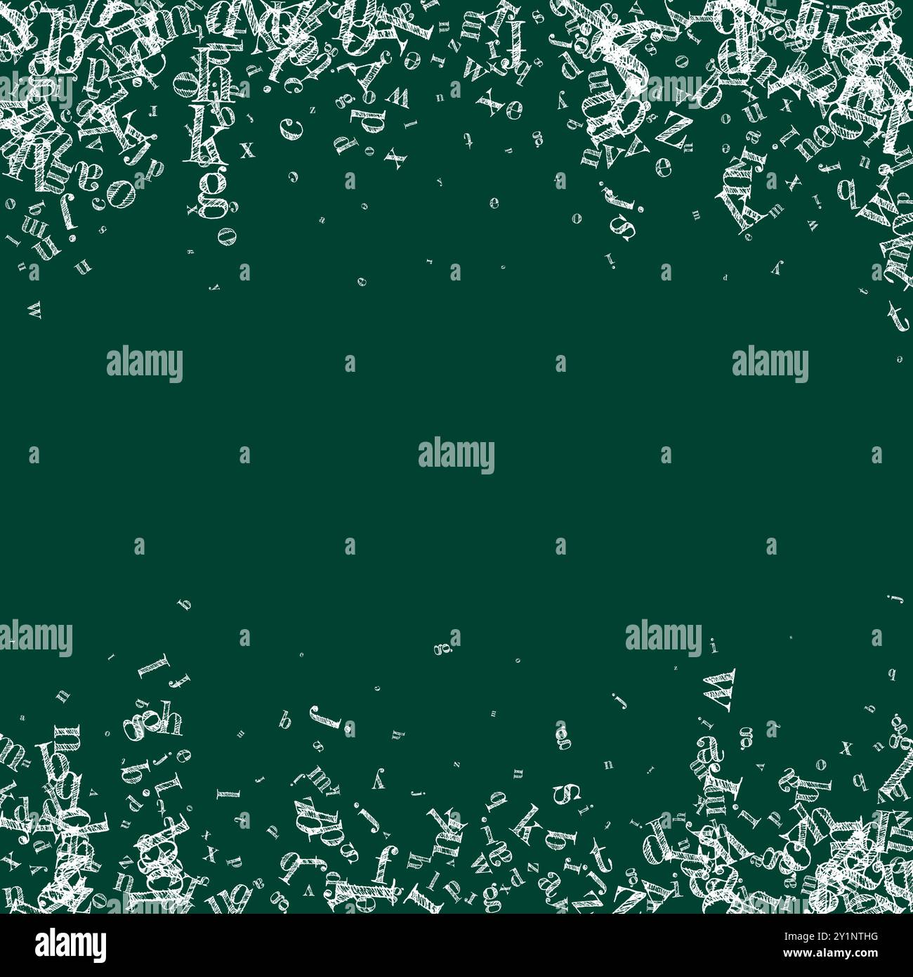 Concept of school background. White chalk falling letters of English ...