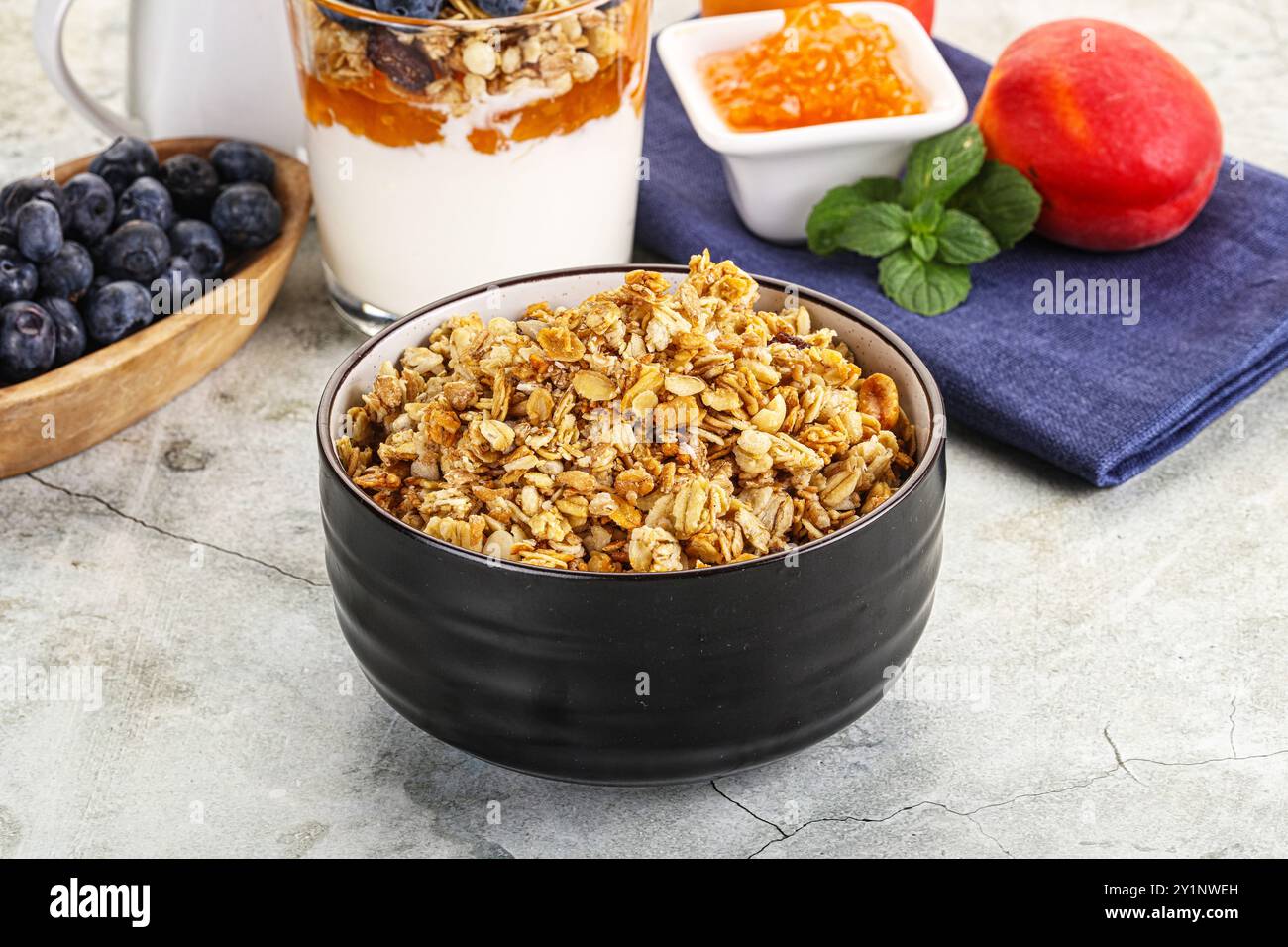 Natural Granola museli cereal for breakfast Stock Photo - Alamy