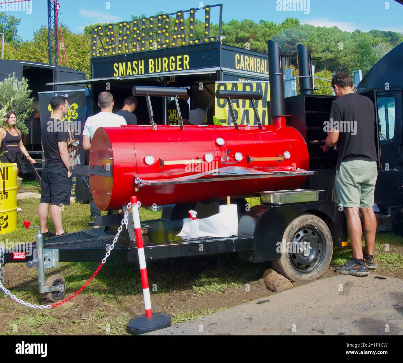 Portable oven next to the Carniball Smash Burger food truck The ...
