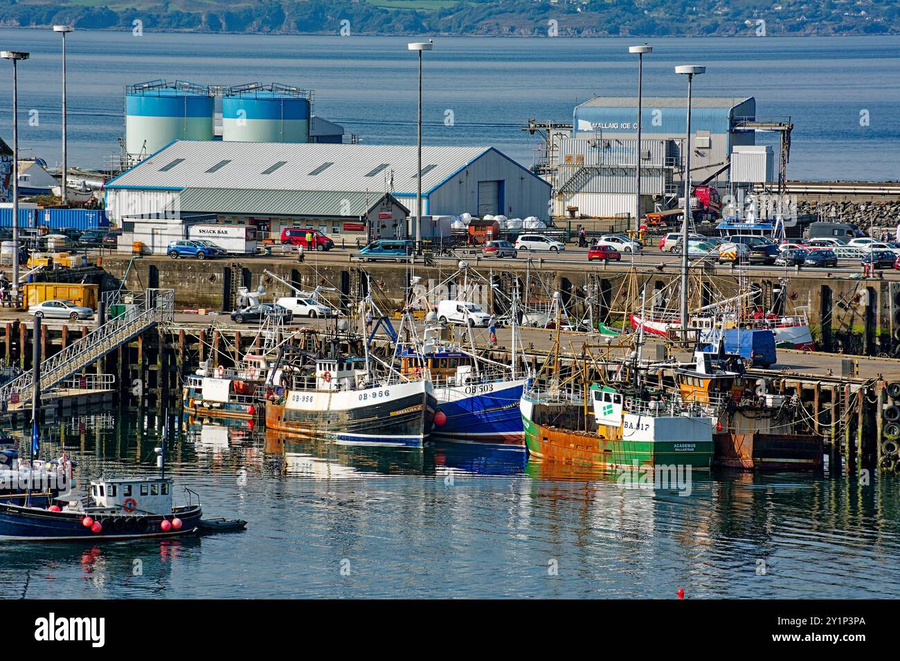 Mallaig Highland Scotland Ice Factory buildings and fishing boats in ...
