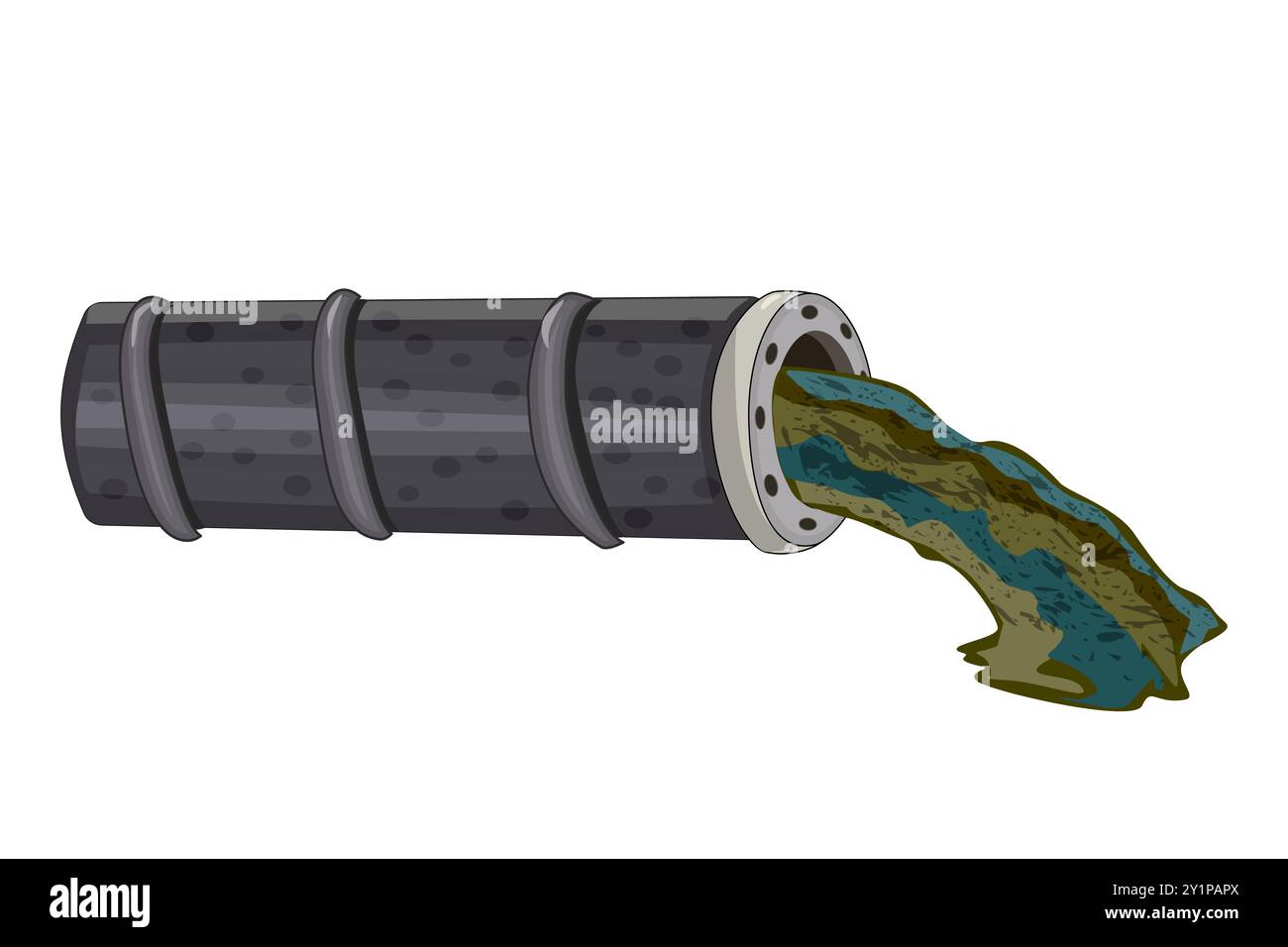 Wastewater and sewer pipe.Dirty water flowing from tube.Industrial pipe with toxic waste ...