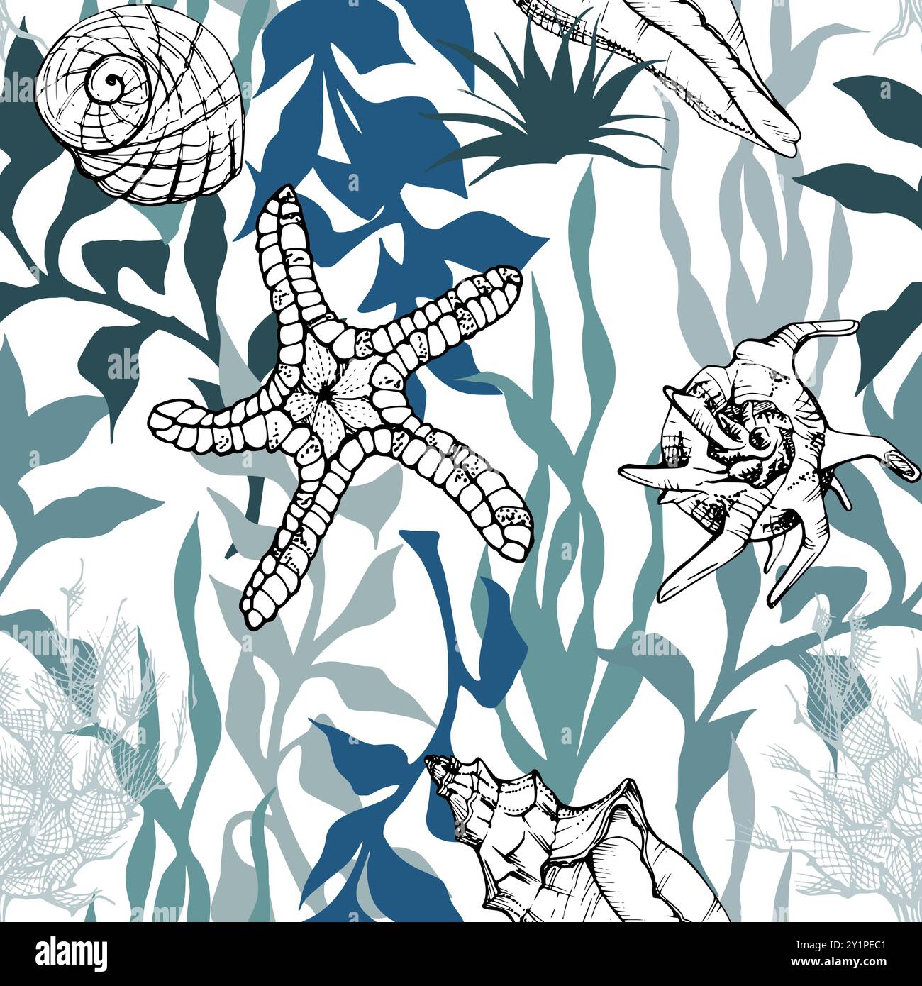 Stylized sea creatures Stock Vector Images - Alamy