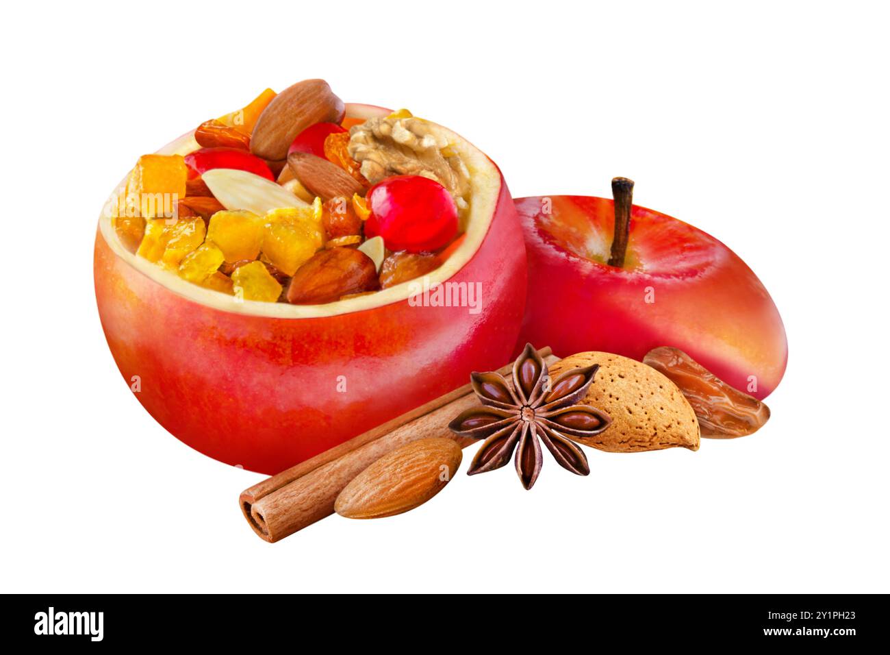 Baked Christmas Apple with spices isolated on white background Stock ...
