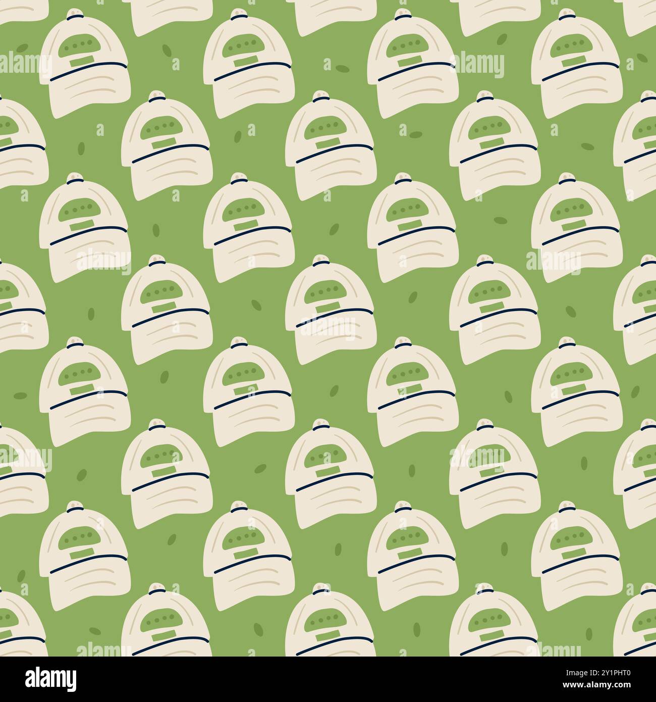 Caps seamless pattern. Tennis cap repeat background. Vector continuous ...