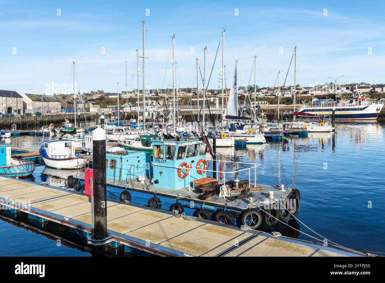 Wick, Scotland, UK - October 23, 2023: Pilot boat and sailing yachts ...