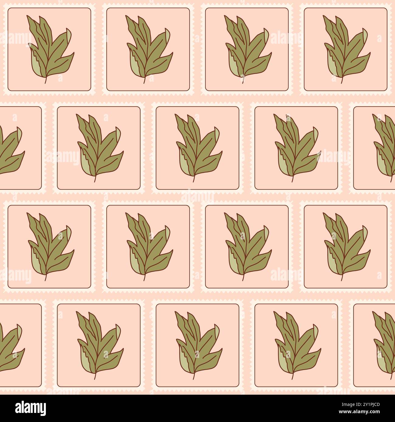 Leaf quilted seamless pattern. Plant patchwork repeat background ...