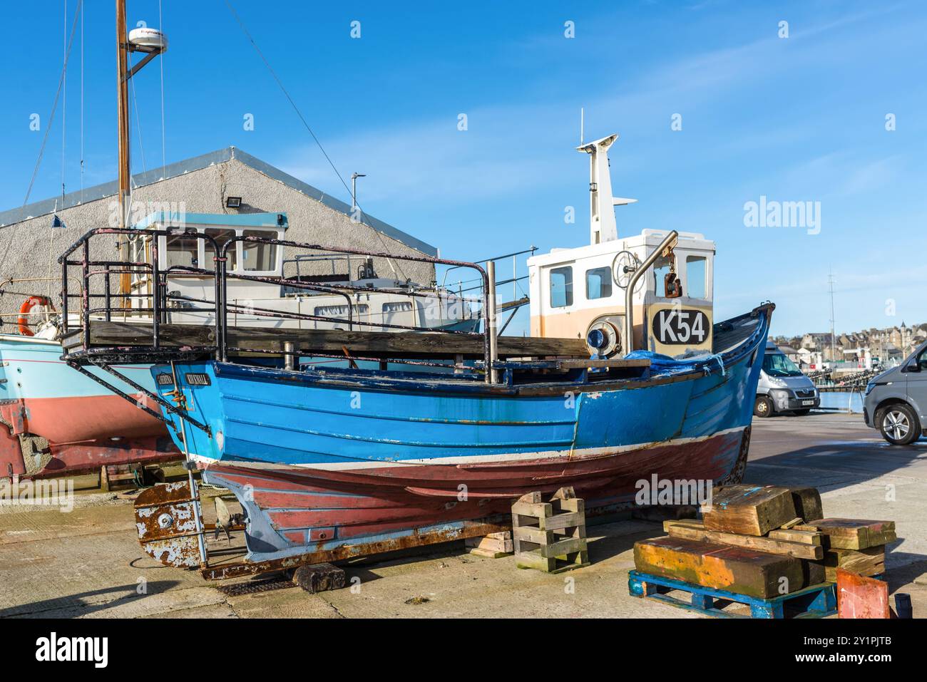 Wick, Scotland, UK - October 23, 2023: Small fishing boat on the ...