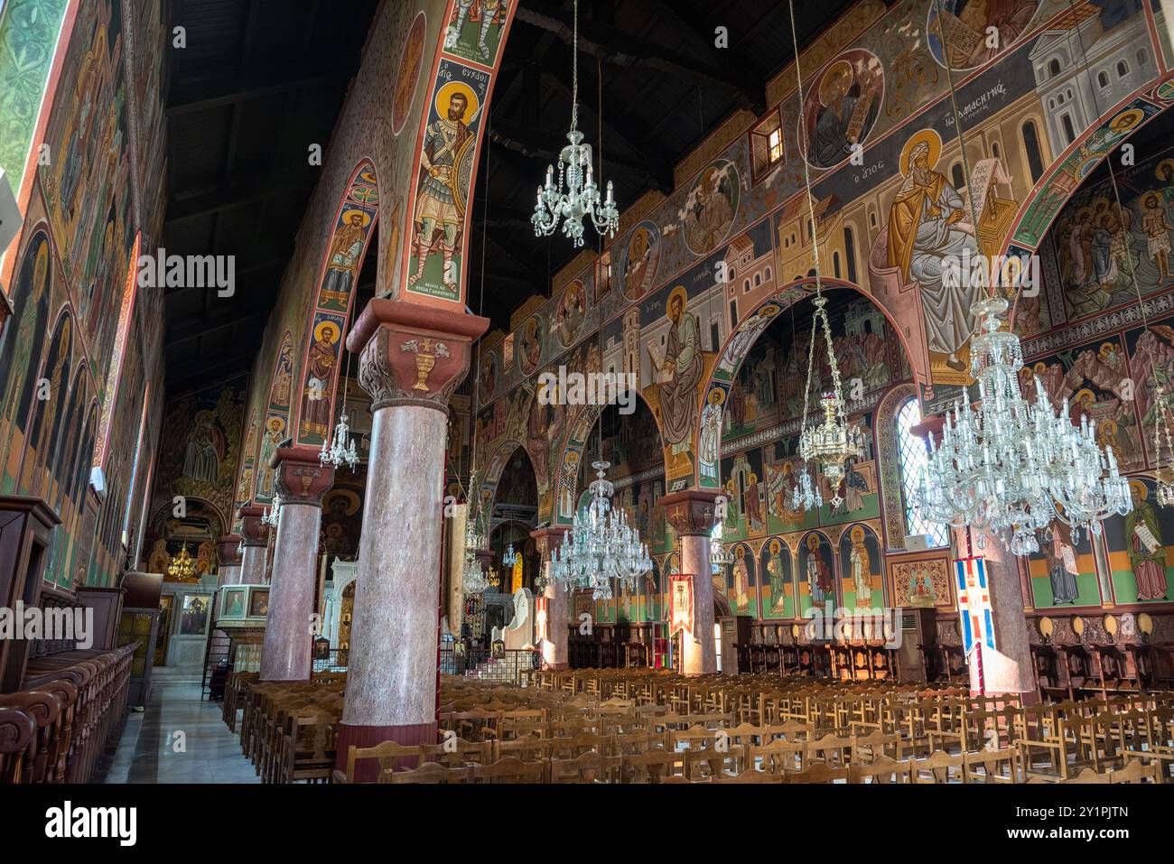 Rhodes Town, Greece – July 18, 2024. Interior view of the Church of ...