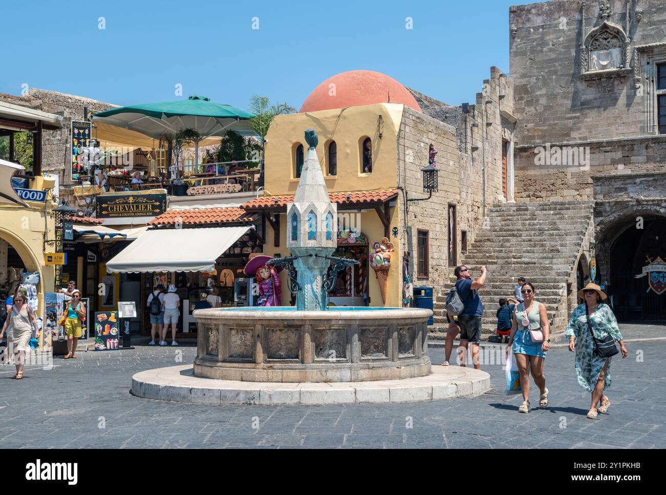 Rhodes Town, Greece – July 19, 2024. The historical Hippocrates Square ...