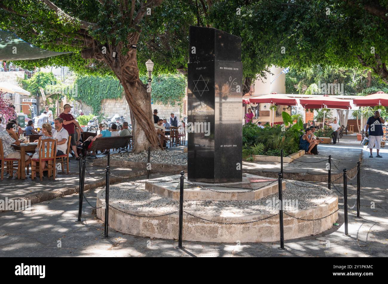 Rhodes Town, Greece – July 19, 2024. Monument in memory of 1604 Jewish ...