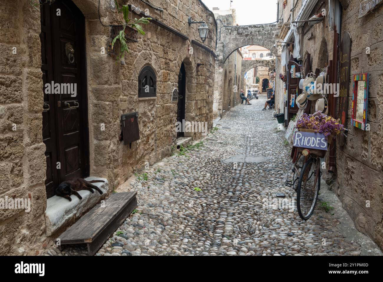 Rhodes Town, Greece – July 19, 2024. Agiou Fanouriou pedestrian ...