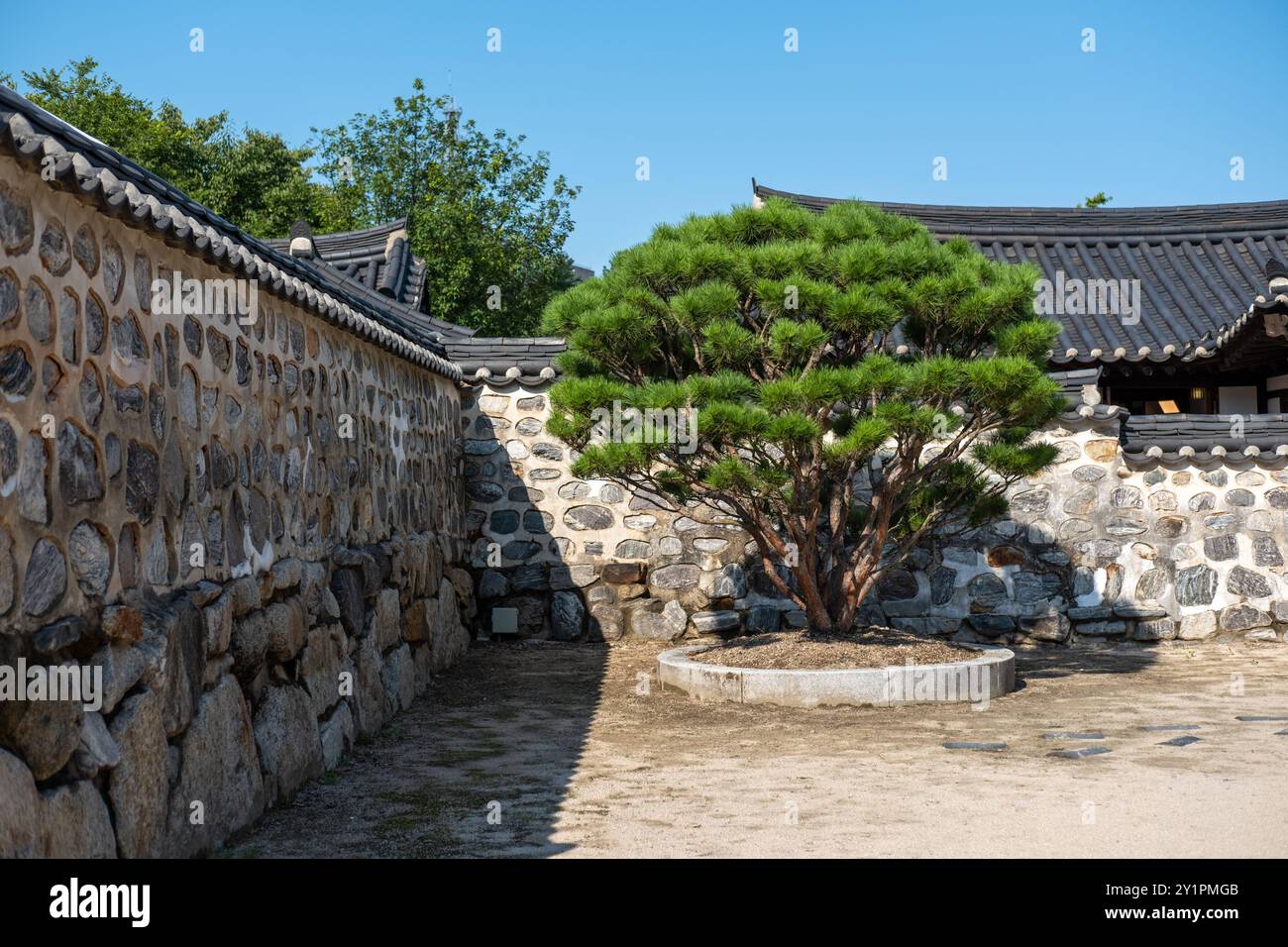 Traditional Korean building in Namsangol Hanok village, a recreated ...