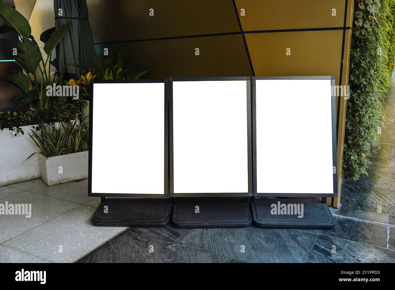 Blank white outdoor advertising stand or sandwich board mock up ...