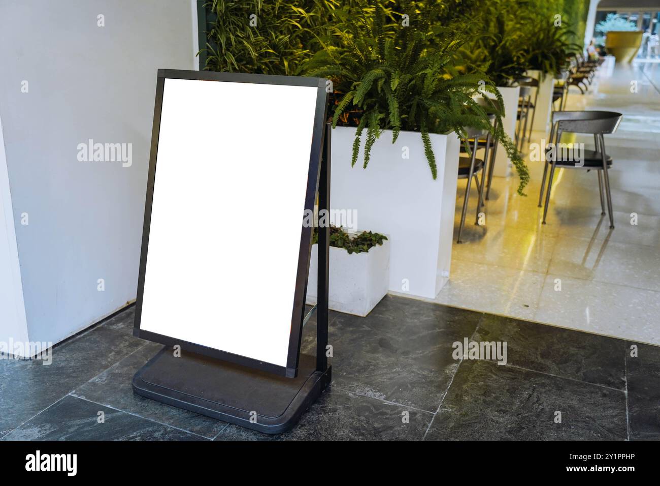 Blank white outdoor advertising stand or sandwich board mock up ...