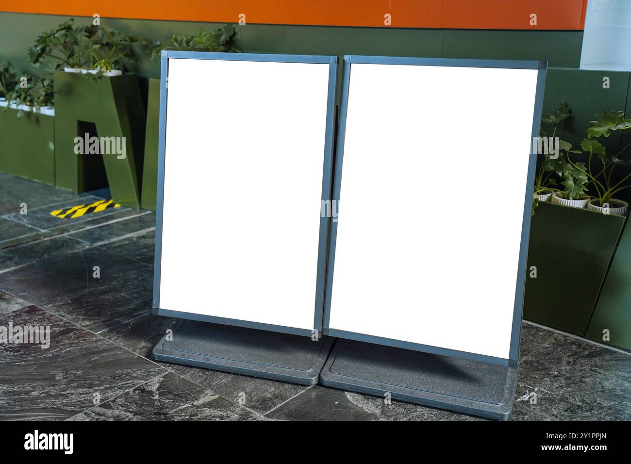 Blank white outdoor advertising stand or sandwich board mock up ...