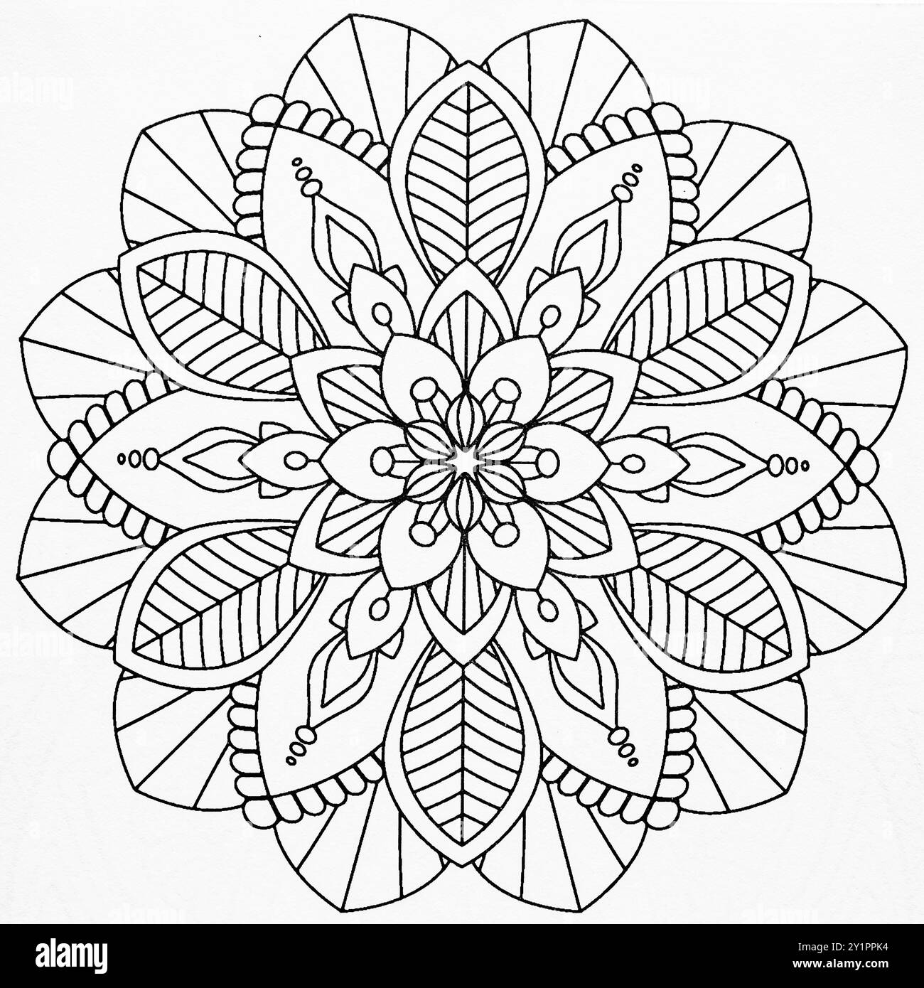 Black and white background with graphic mandala pattern for coloring ...