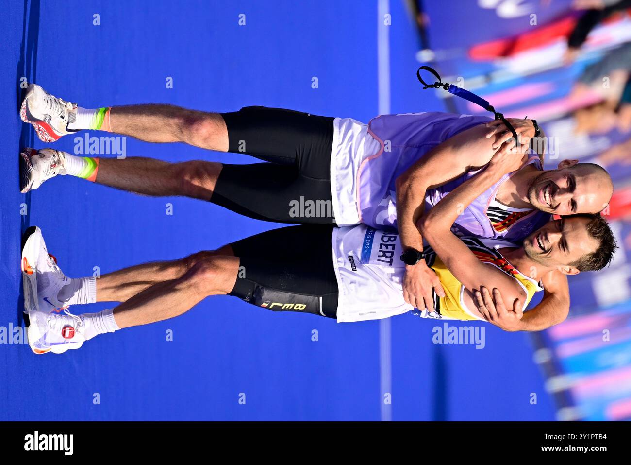 Paris, France. 08th Sep, 2024. Belgian runner Martin Clobert (R) and ...