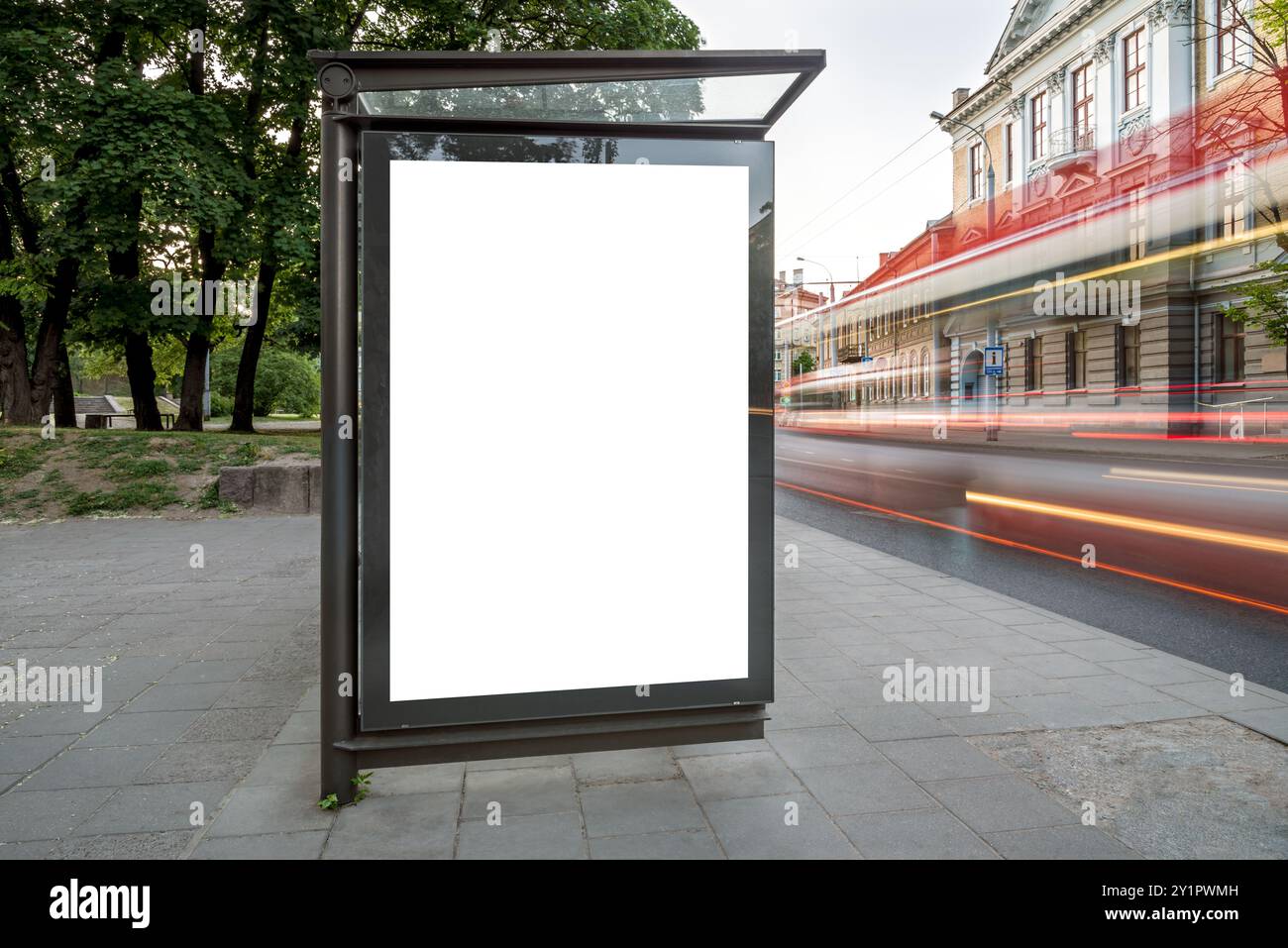 Mockup Of Bus Stop Billboard Stand. Advertising Poster Display With ...