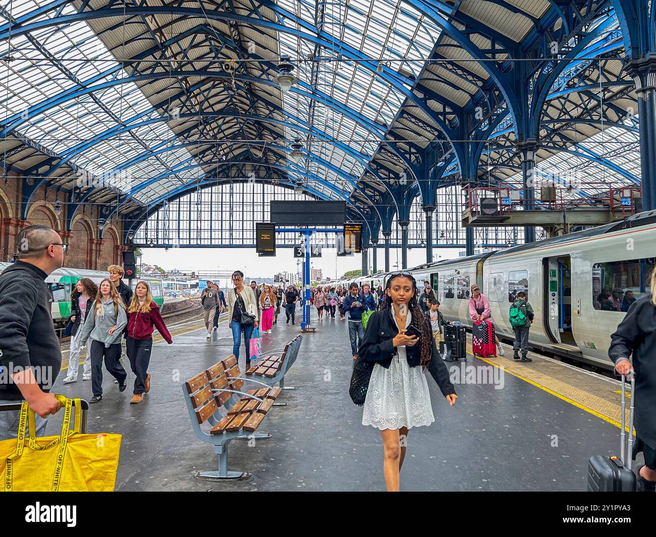 Brighton, Great Britain, Crowd People, Passengers, Traveling inside ...
