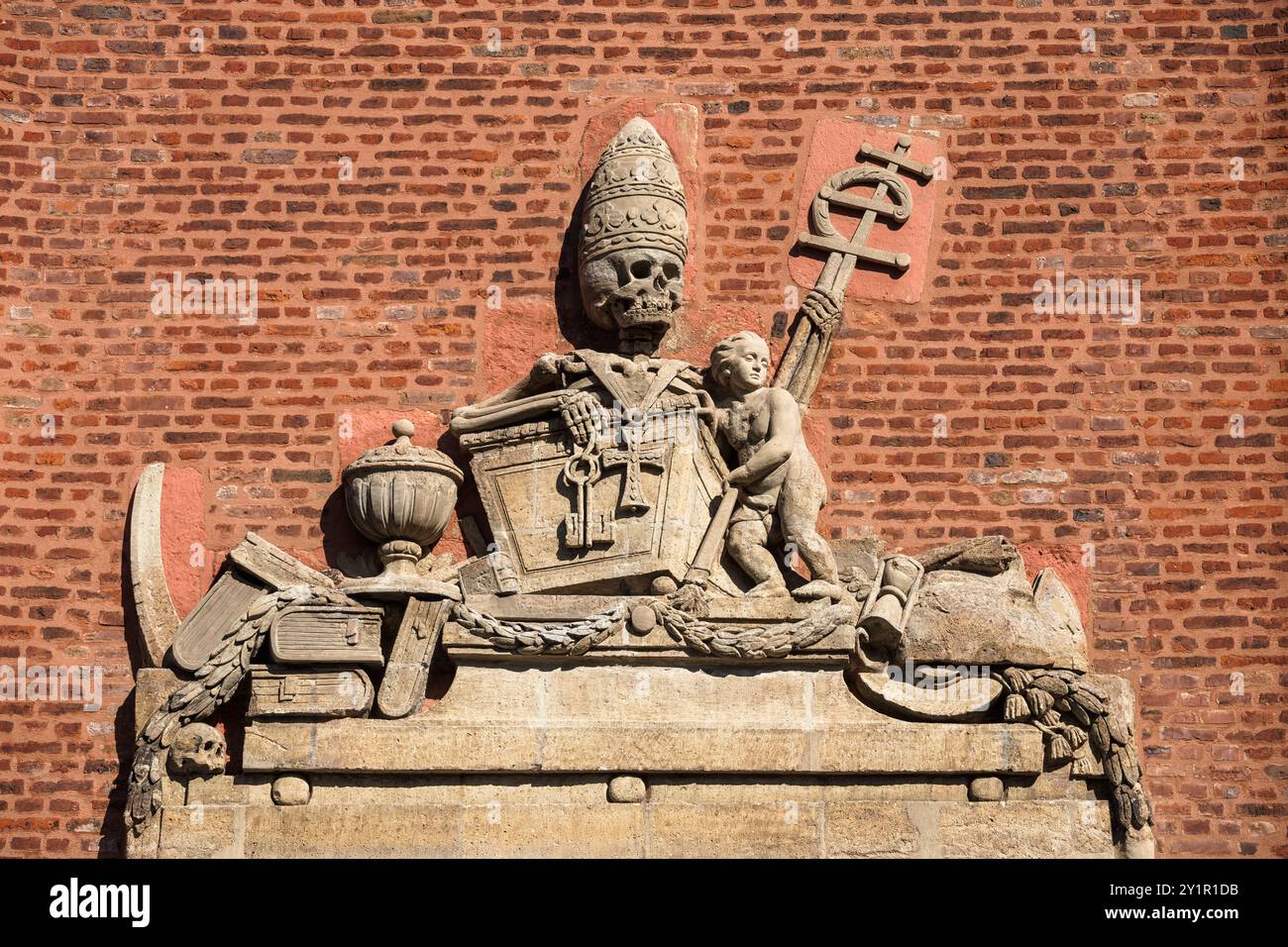 the relief Triumph of Death at the facade of the church St. Gregorius ...