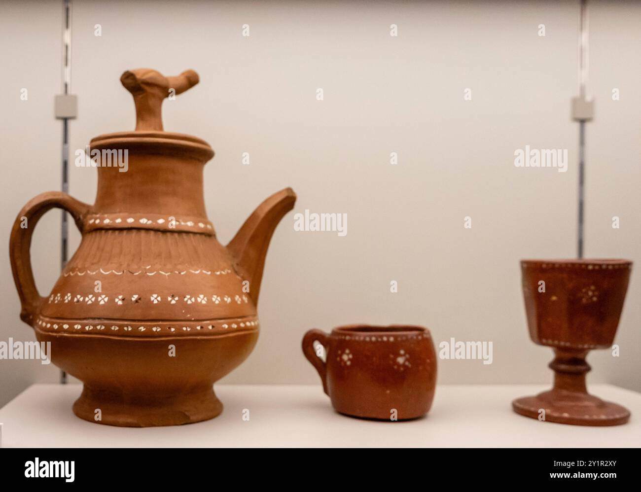 coffee pot, cup and glass, Cagayan culture, Luzon, 19th century, clay ...