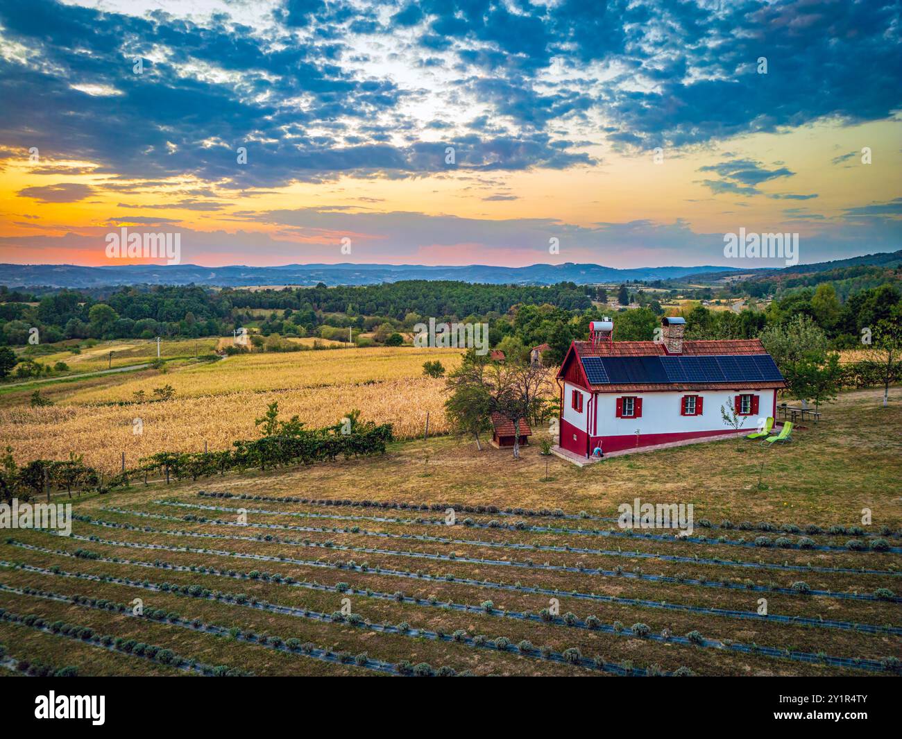 Solar panel farm under dramatic sky hi-res stock photography and images ...