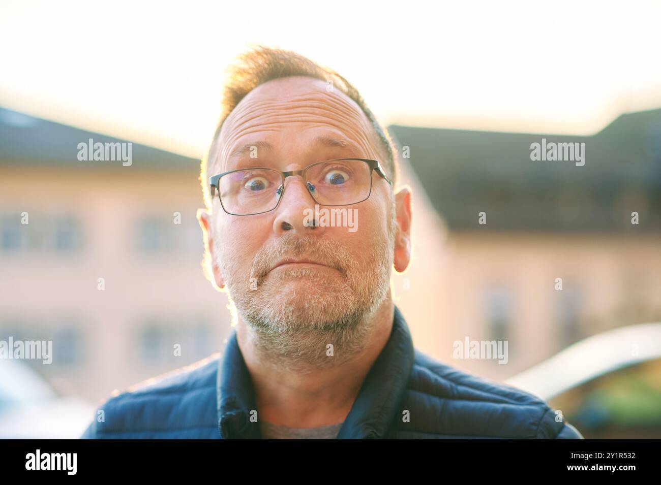 Outdoor portrait shocked middle aged hi-res stock photography and ...
